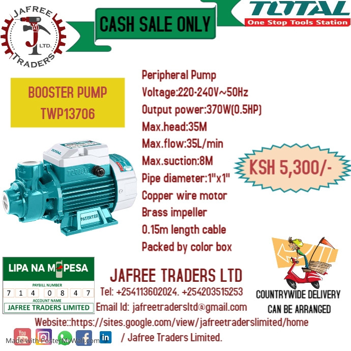 Copy of TOTAL BOOSTER PUMP 0.5 HP | PosterMyWall