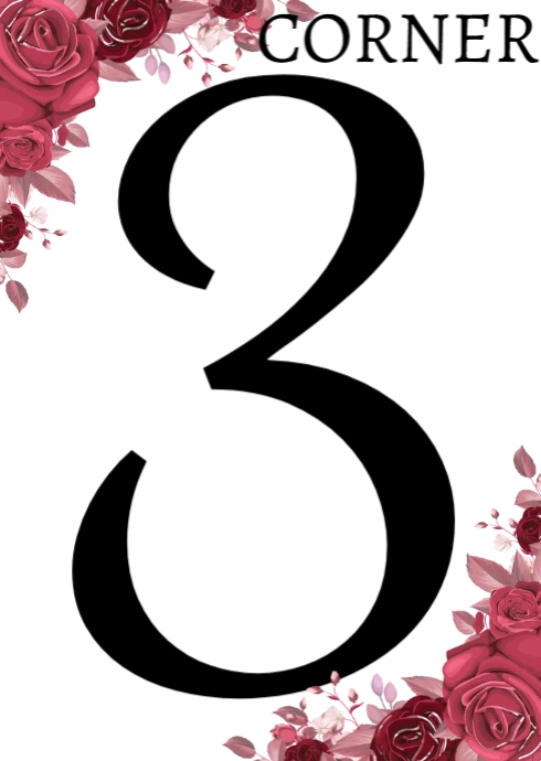 Red rose floral Wedding Table Number Template | PosterMyWall