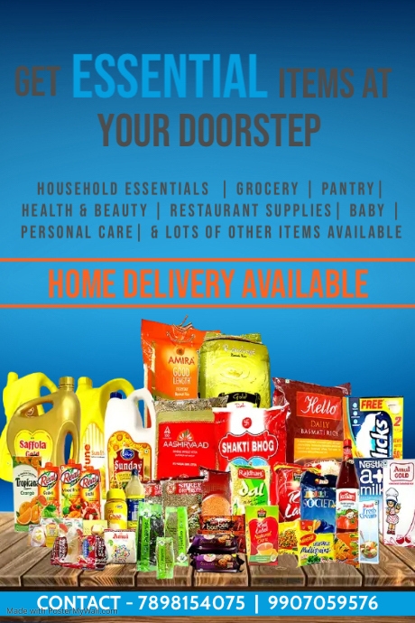 Copy of Copy of Essential items Home delivery Template | PosterMyWall