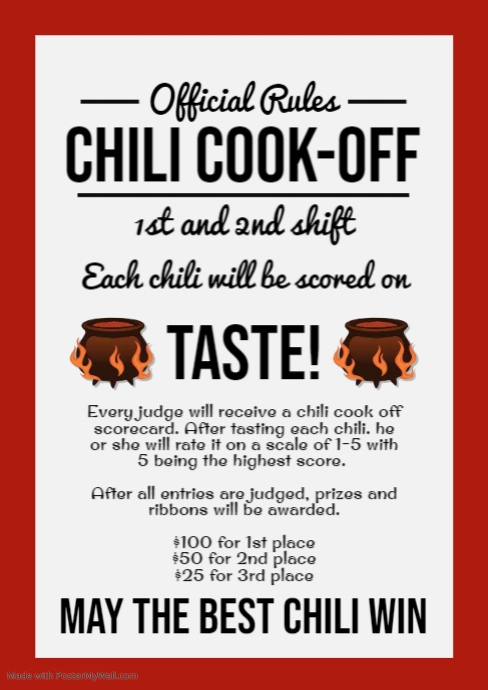 Copy of Chili Cook Off Score Rules Template | PosterMyWall