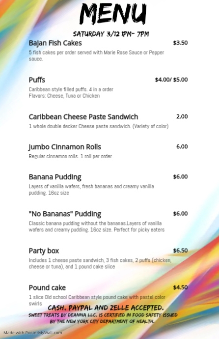 Copy of menu card template | PosterMyWall