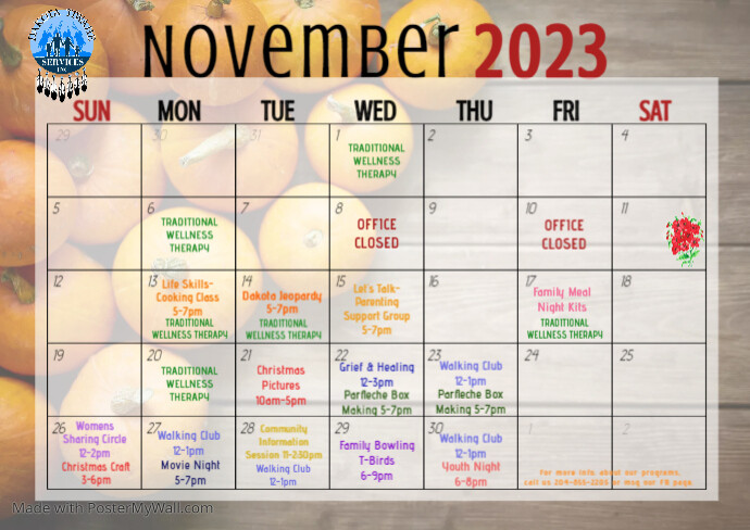 Printable calendar template 2023 november | PosterMyWall
