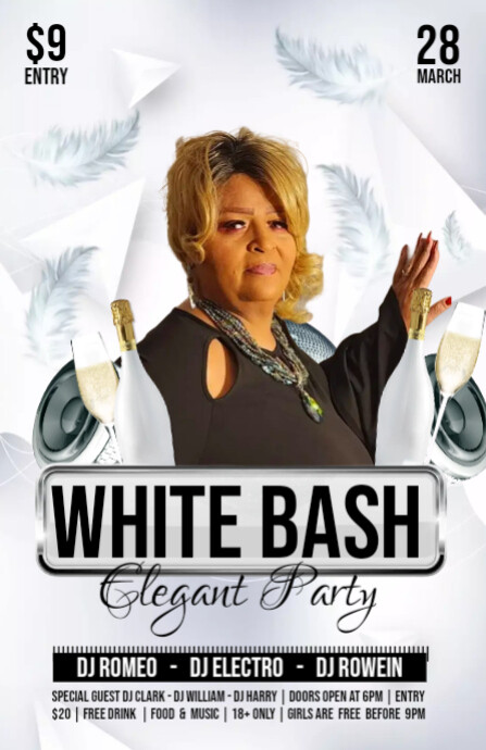 white bash party | PosterMyWall