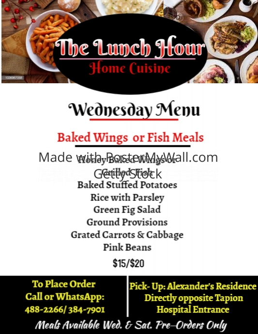 Wednesday Menu | PosterMyWall