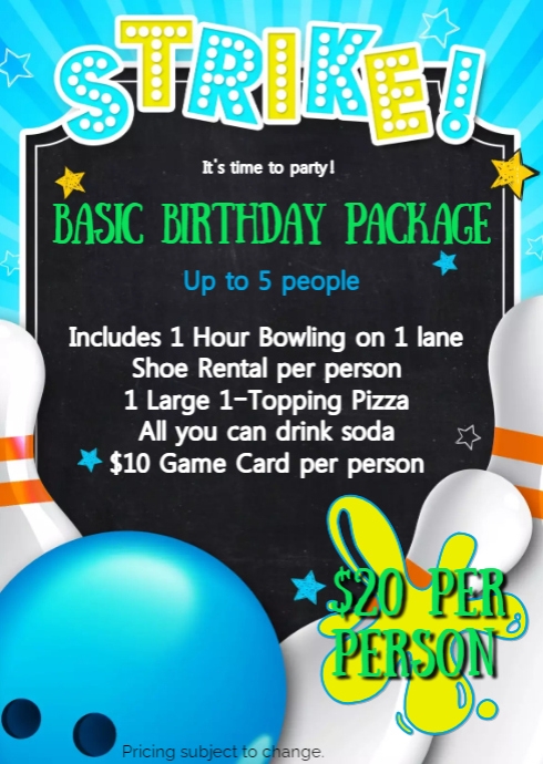 Copy of Basic birthday party package | PosterMyWall