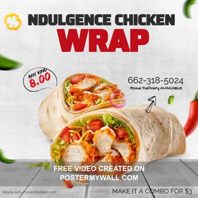 Copy of Chicken Wrap Deal Free Delivery | PosterMyWall