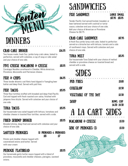 Lenten Menu | PosterMyWall