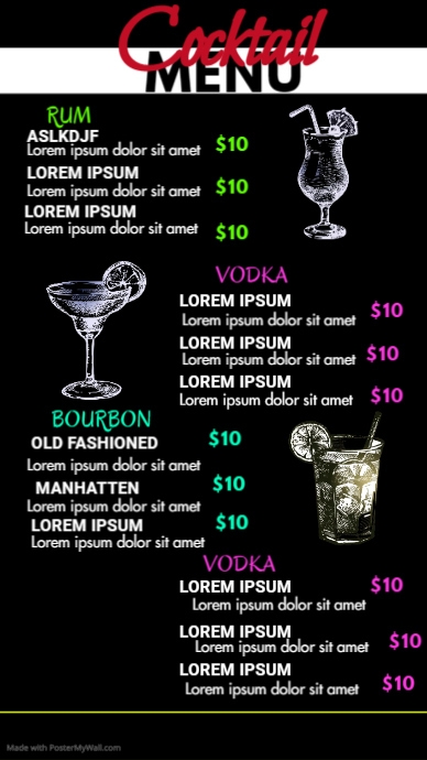 Drinks Menu | PosterMyWall