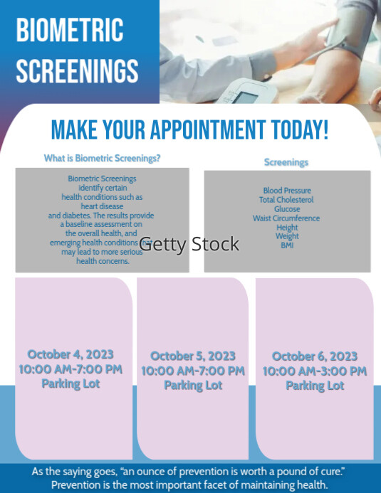 2023 Arnet Biometrics Screenings | PosterMyWall