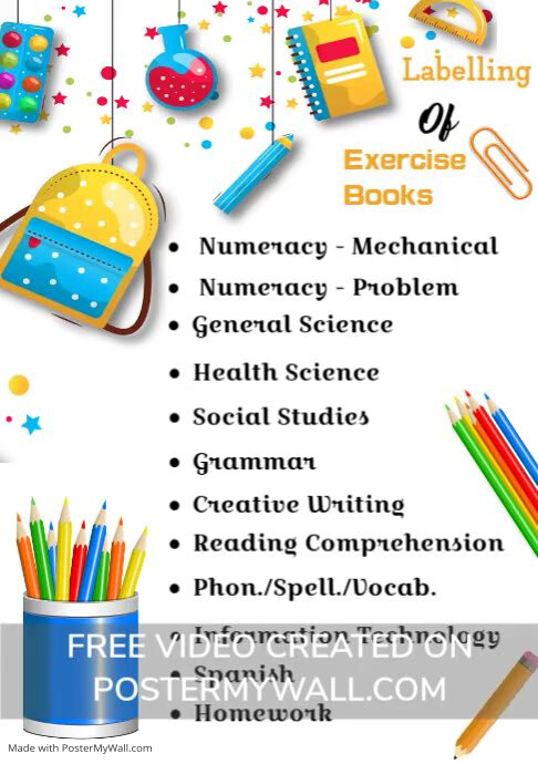 Labelling of Exercise Books | PosterMyWall