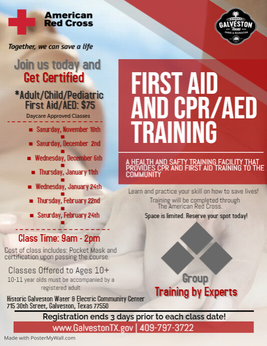 CPR and First Aid Training Flyer 2024 | PosterMyWall