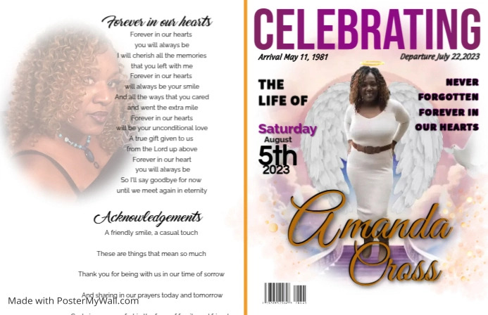 White & Golden Magazine Style Funeral Program | PosterMyWall