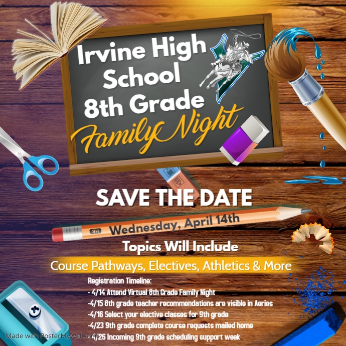 8th Grade Family Night- Save the Date | PosterMyWall