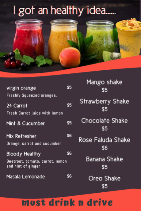 Copy of Smoothie Menu Template | PosterMyWall