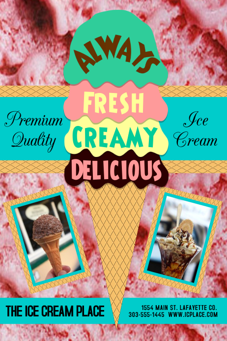 Copy of Always Freah Ice Cream Strawberry | PosterMyWall