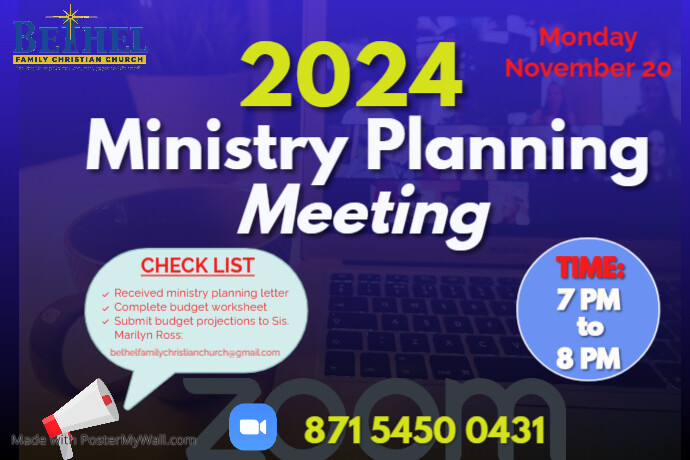 Ministry Planning Meeting Nov. 20 of 2023 | PosterMyWall