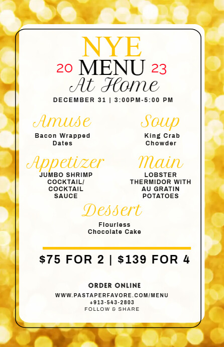 New Year Eve 2022 Menu Template | PosterMyWall