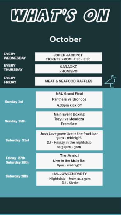 what's on this week pub calendar template des (11) | PosterMyWall