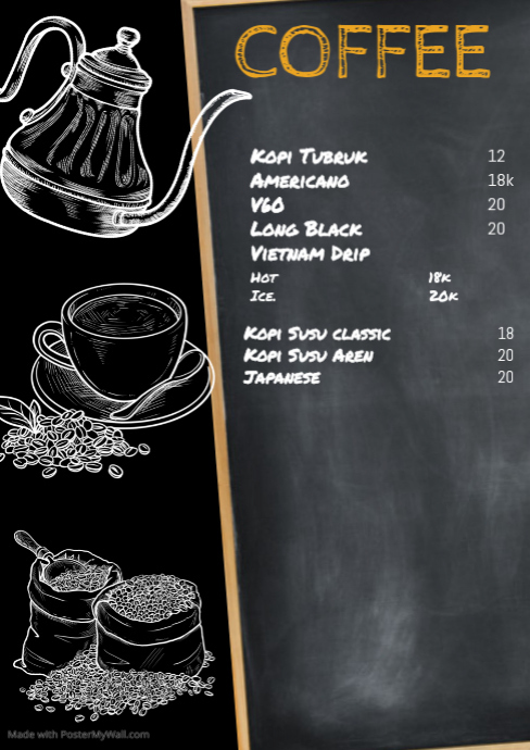 Copy of Chalkboard Coffee Menu Template | PosterMyWall