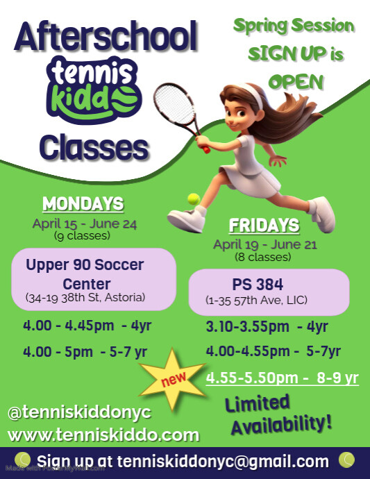 Tennis Classes Flyer | PosterMyWall