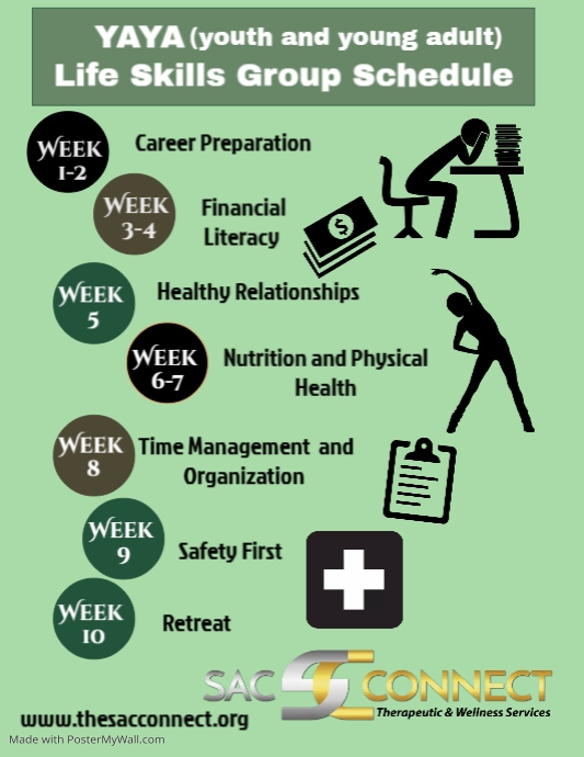 Copy of YAYA life skills group schedule | PosterMyWall