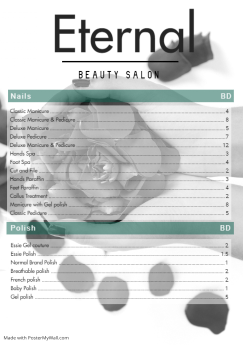 Copy of Copy of Copy of Rustic Spa Menu Design | PosterMyWall