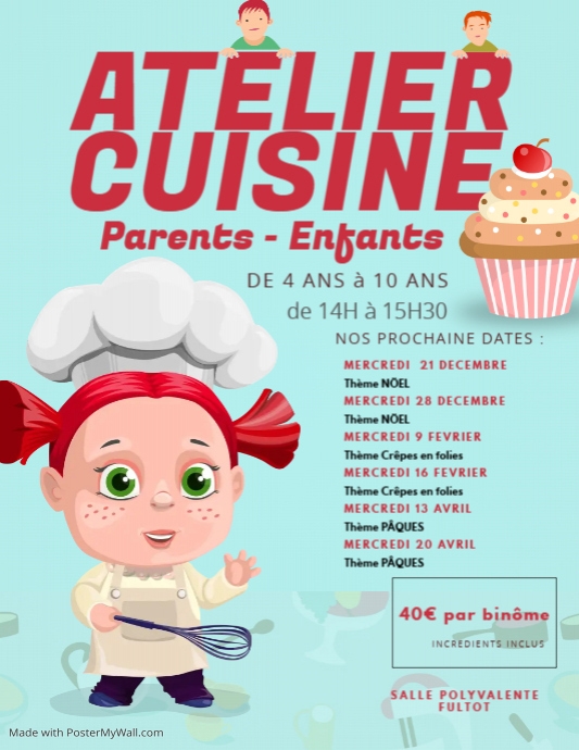 Copy of Copie de kids Cooking Classes Flyer Design Template | PosterMyWall
