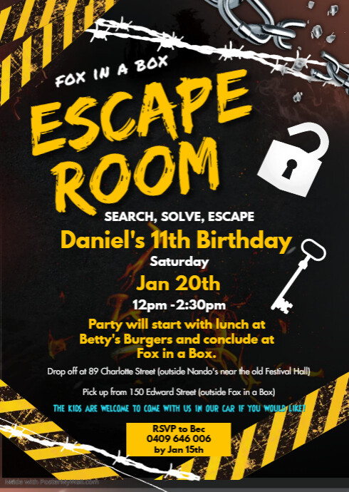 Yellow Escape Room Game Night Flyer | PosterMyWall