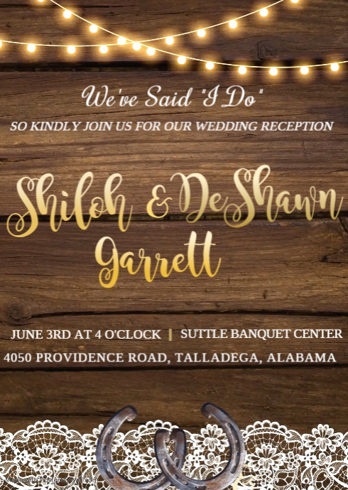 Country lace string light wedding theme | PosterMyWall