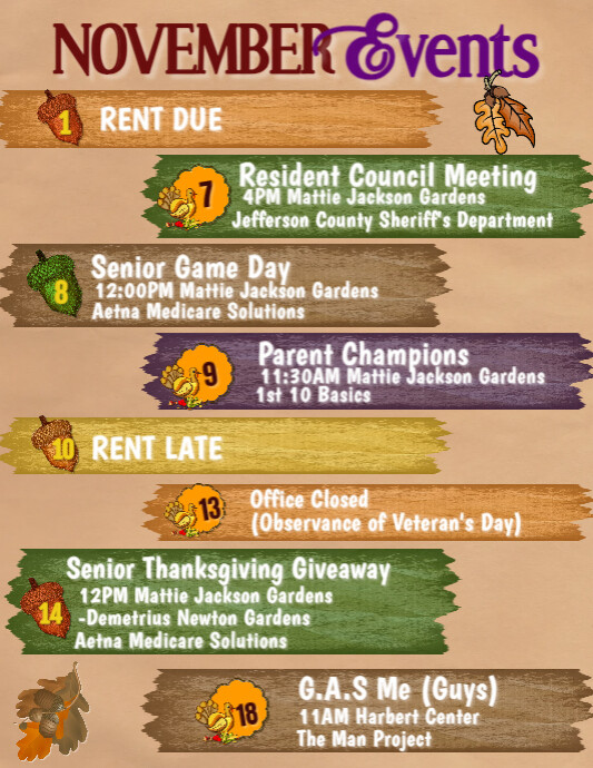 November Evemts | PosterMyWall