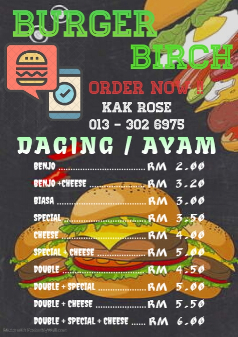 BURGER MENU | PosterMyWall