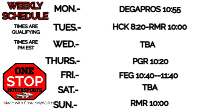 WEEKLY SCHEDULE | PosterMyWall