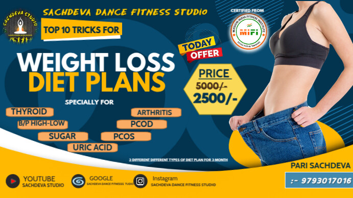 weight loss tricks youtube video thumbnail | PosterMyWall