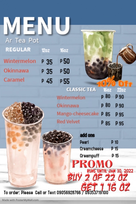 Copy of Copy of Minimalist Milktea Menu Flyers | PosterMyWall