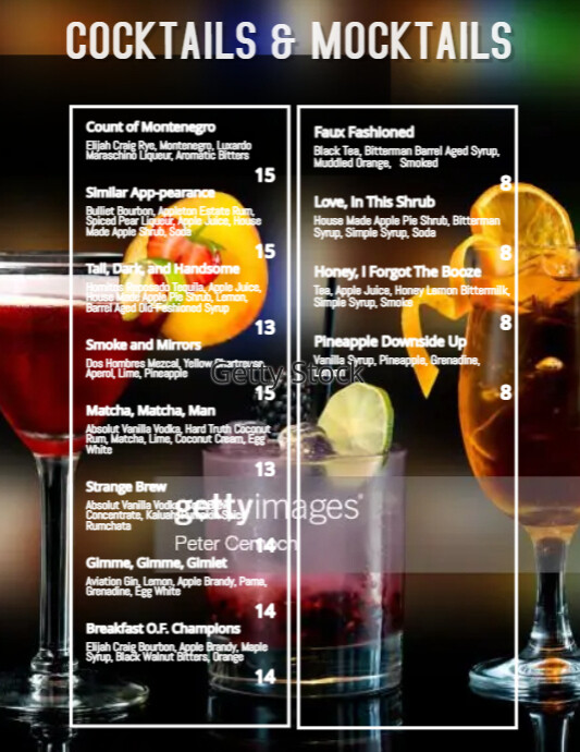 cocktail list featured menu (1) | PosterMyWall