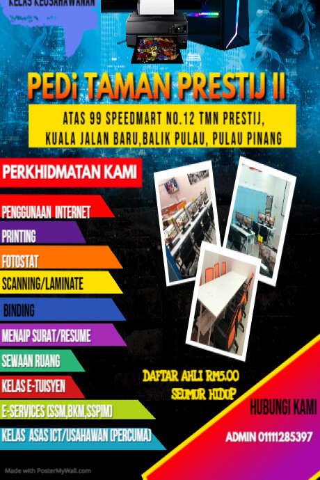 Copy of Blue Modern Cyber Cafe Services Flyer | PosterMyWall