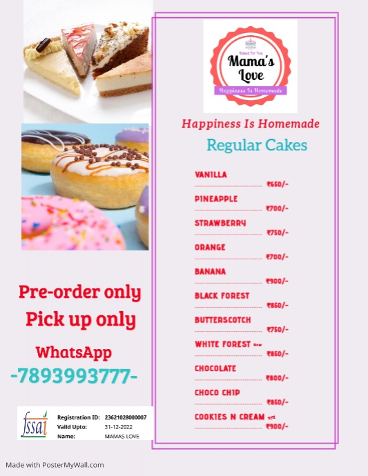 Copy of Copy of Bakery Menu | PosterMyWall