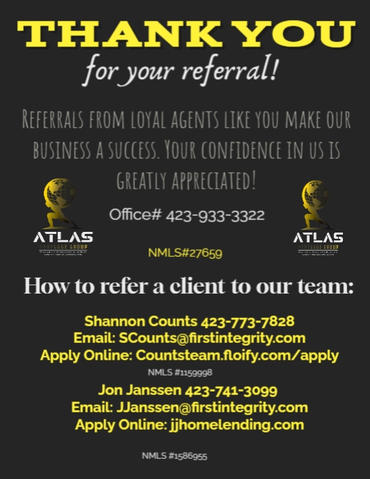 Referral Thank You Note | PosterMyWall