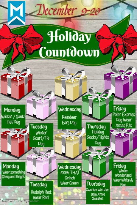 Christmas Holiday Spirit Week Flyer | PosterMyWall