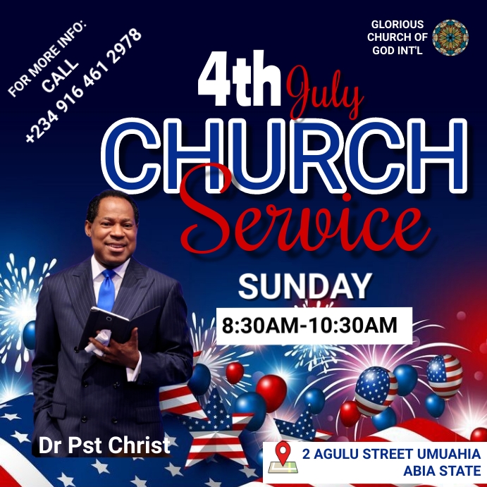 4th, July church service Template | PosterMyWall