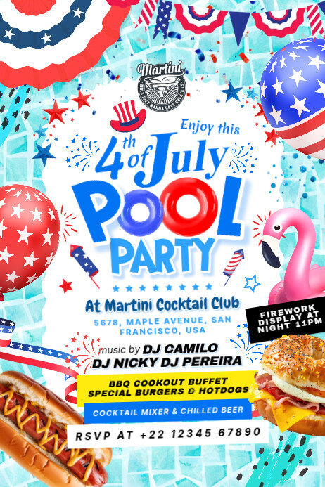 4th July Pool Party Poster Template | PosterMyWall
