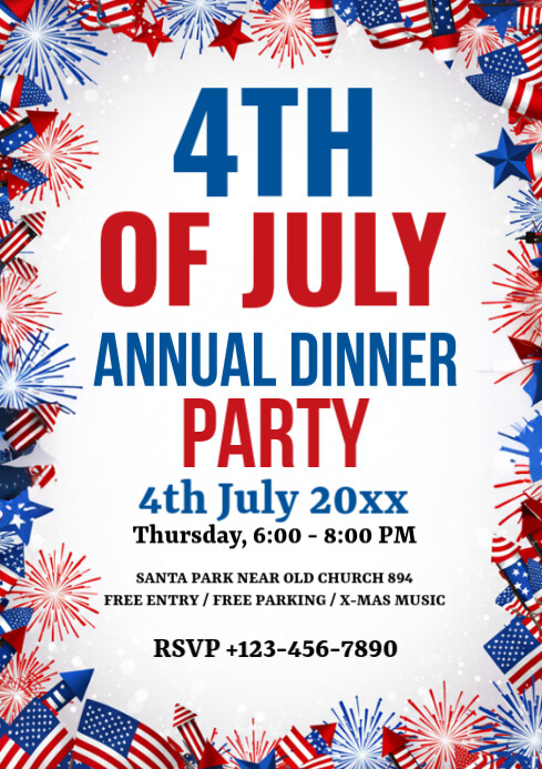 Plantilla de 4th of July Annual Dinner party | PosterMyWall