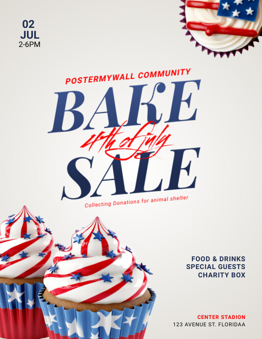 4th of july bake sale flyer template | PosterMyWall