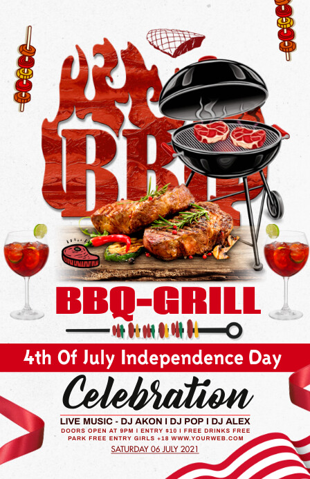 4th of july bbq & grill party flyer template | PosterMyWall