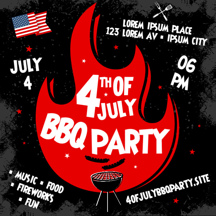 4TH OF JULY BBQ BANNER Template | PosterMyWall