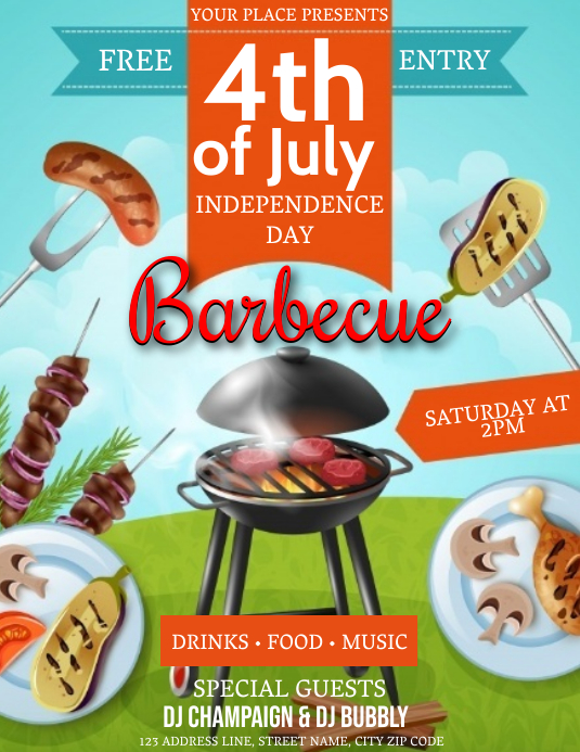 4TH OF JULY BBQ CELEBRATION Event Template | PosterMyWall