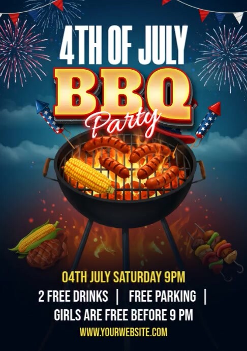 4th of July BBQ Invitation Template | PosterMyWall