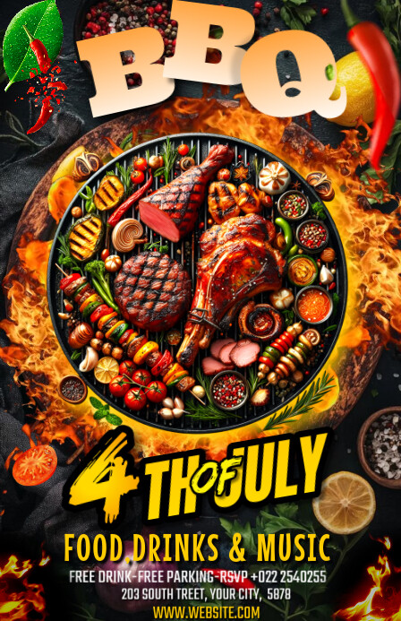 4th Of July Bbq Party Tabloid Template | PosterMyWall