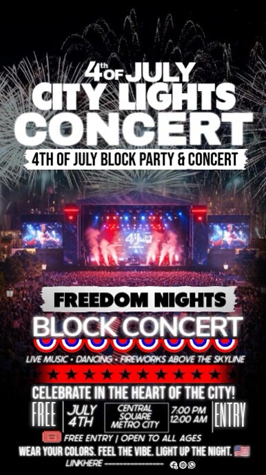 4th of July City Lights Concert Template | PosterMyWall