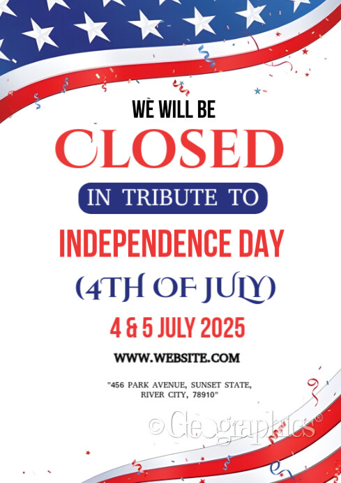 4th Of July Closed Post A4 Template | PosterMyWall